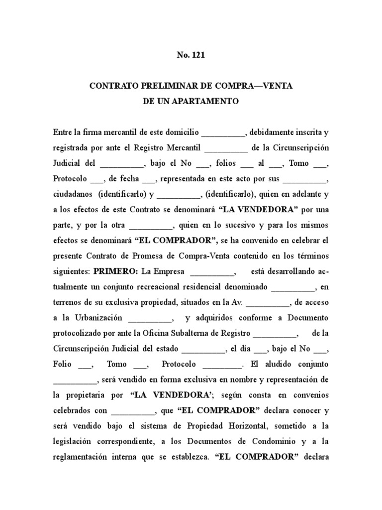 Modelo de Contrato de Venta de Apartamento 121 | PDF | Gobierno | Business