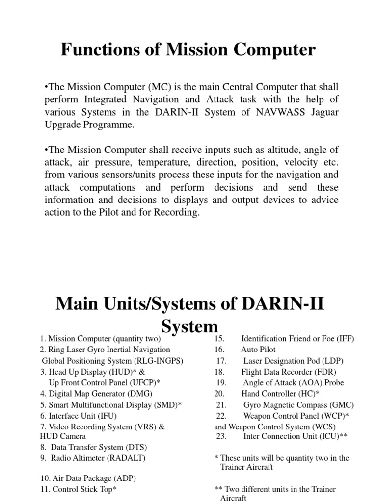 Functions of Mission Computer | PDF | Cockpit | Flight