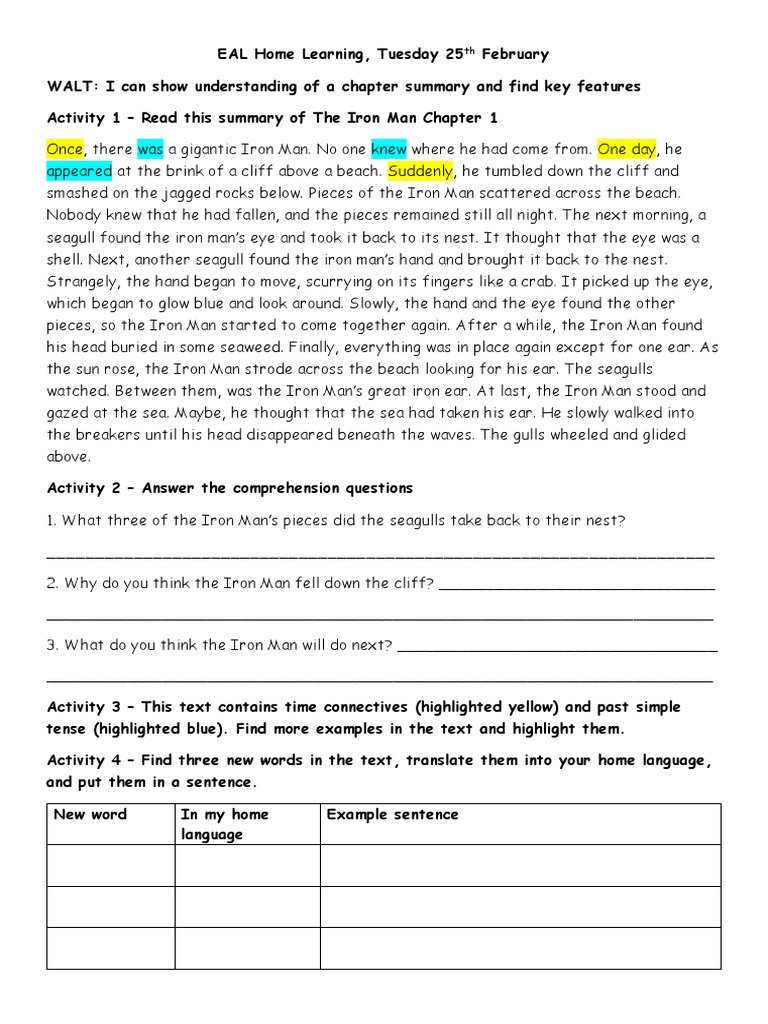 Iron Man Chapter 1 Summary and Activities | PDF