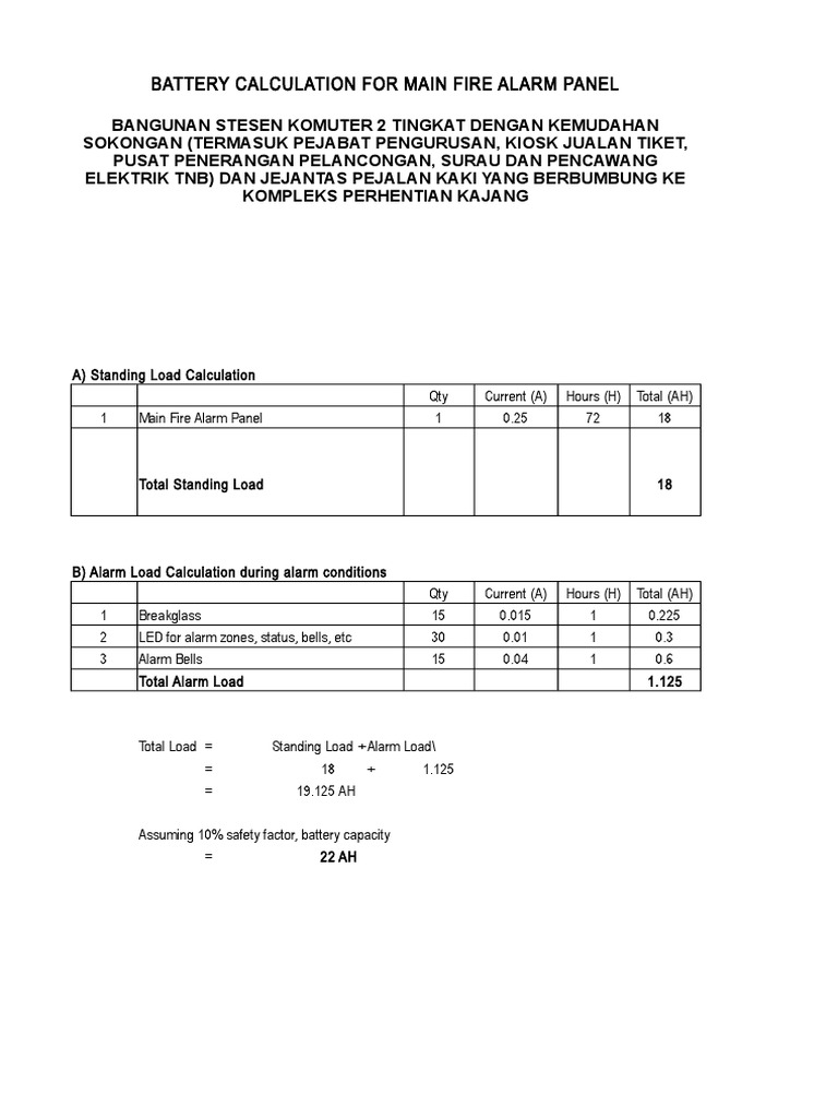 Bomba Calculation Battery | PDF