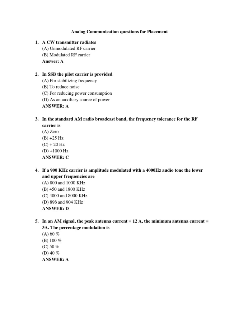 Analog Communication Questions | PDF | Frequency Modulation | Telecommunications Engineering