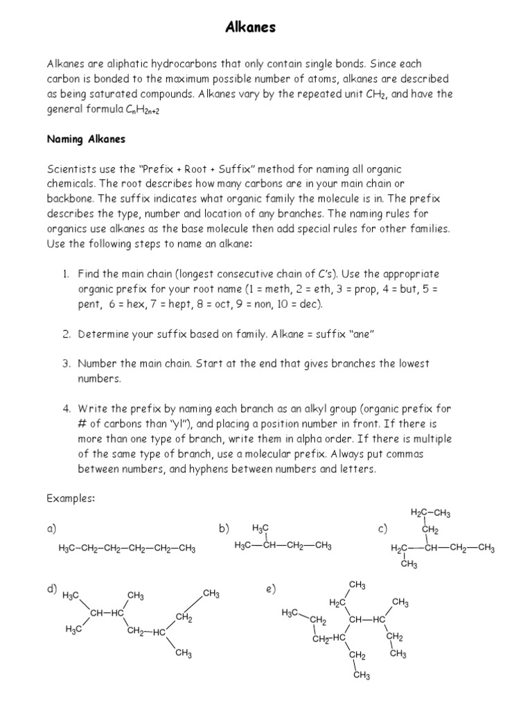 Alkanes Notes and Naming PDF | PDF