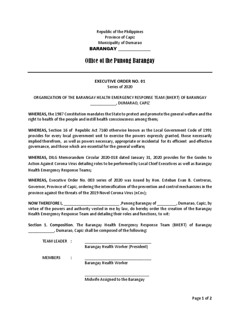 Eo Organizing Bhert | PDF | Executive Order | Government