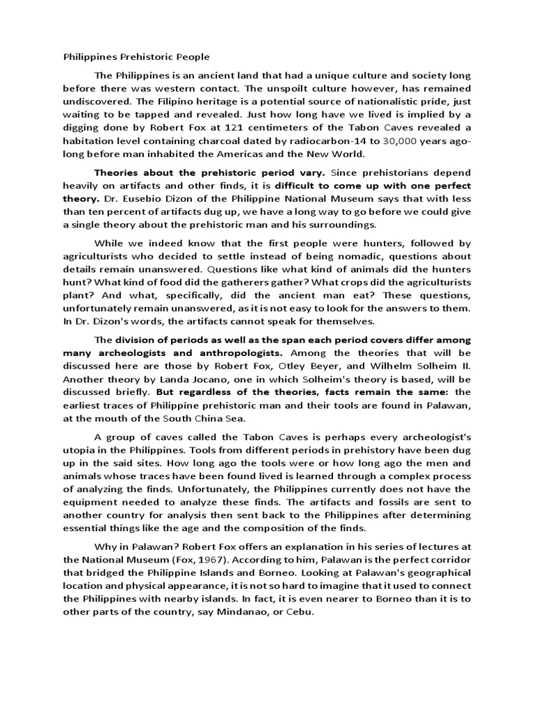 Philippines Prehistoric People | PDF | Philippines | Neolithic