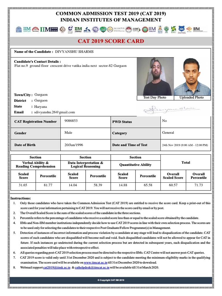 CAT Score Card | PDF | Data Collection | Evaluation Methods