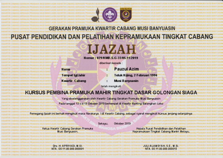 029 Ijazah KMD Pauzul Azim PDF | PDF
