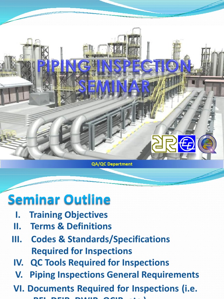 5.piping Seminar | PDF | Pipe (Fluid Conveyance) | Welding