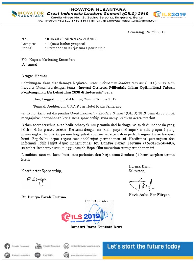 Surat Permohonan Sponsorship Smartfren | PDF