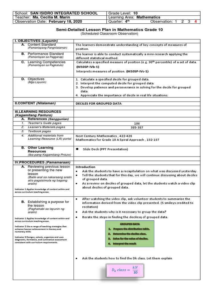 DLL Deciles Grouped Data | PDF