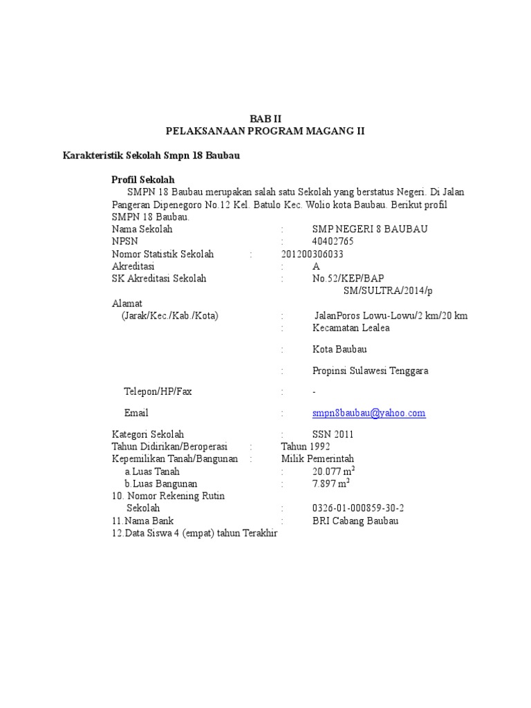 Profil Sekolah Smp 8 Baubau Pdf