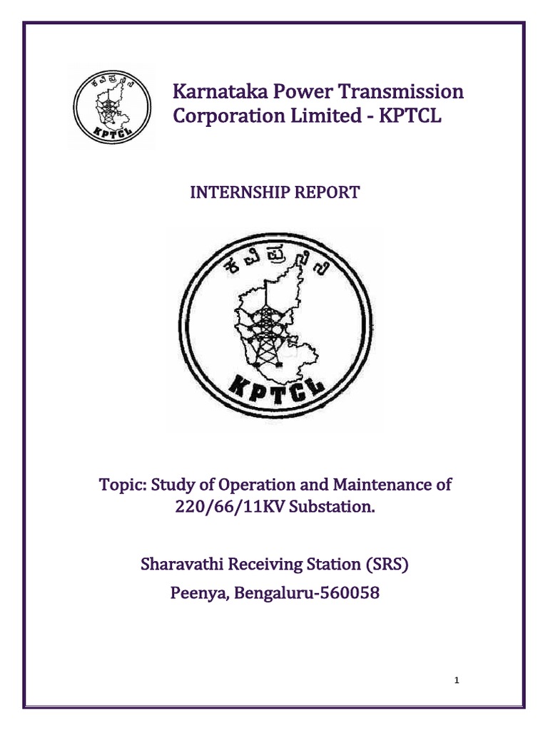 SRS Peenya Substation Report | PDF | Technology & Engineering