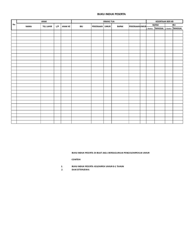 Buku Register Kelompok BKB | PDF