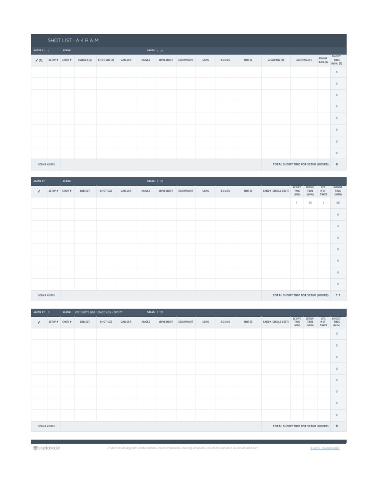 StudioBinder Ultimate Shot List Template | PDF