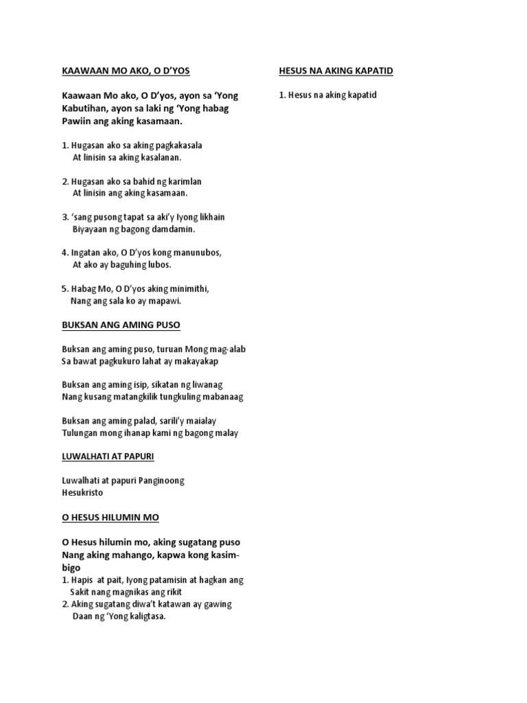 Kuwaresma Line Up | PDF