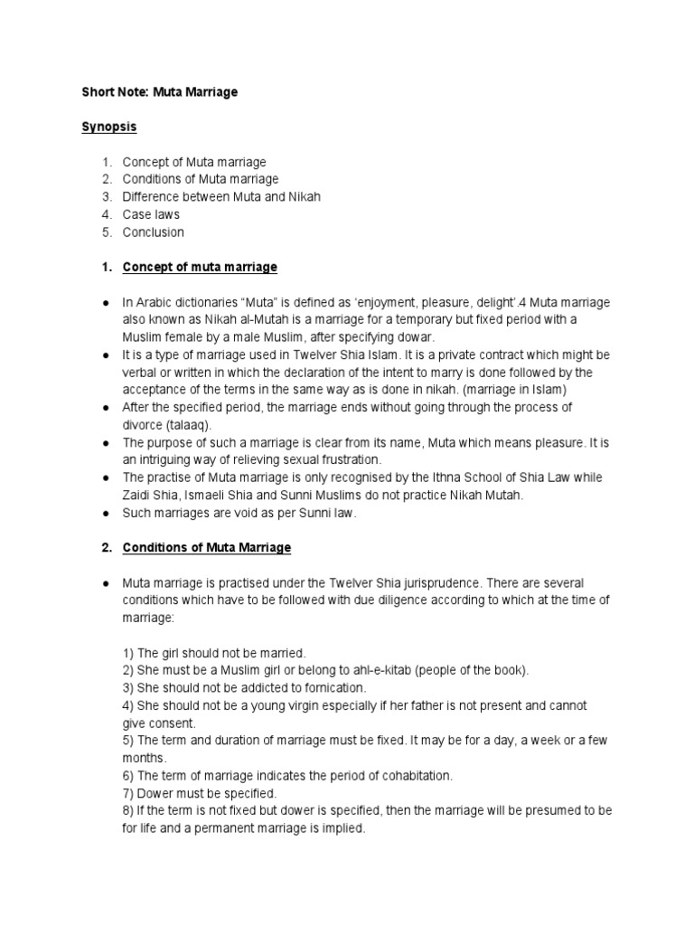 Muta Marriage SN | PDF