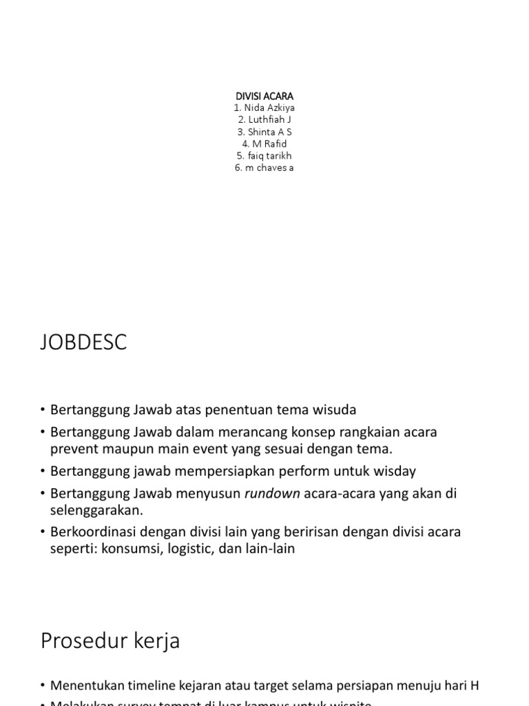 Divisi Acara | PDF
