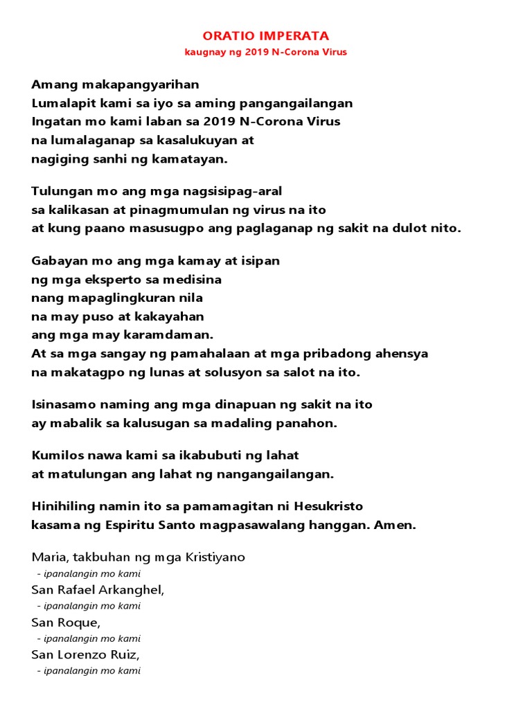 Oratio Imperata N-Cov | PDF
