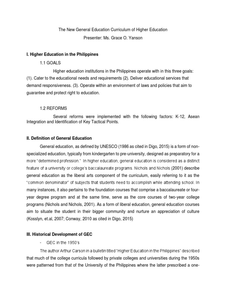 New General Education Curriculum Overview | PDF