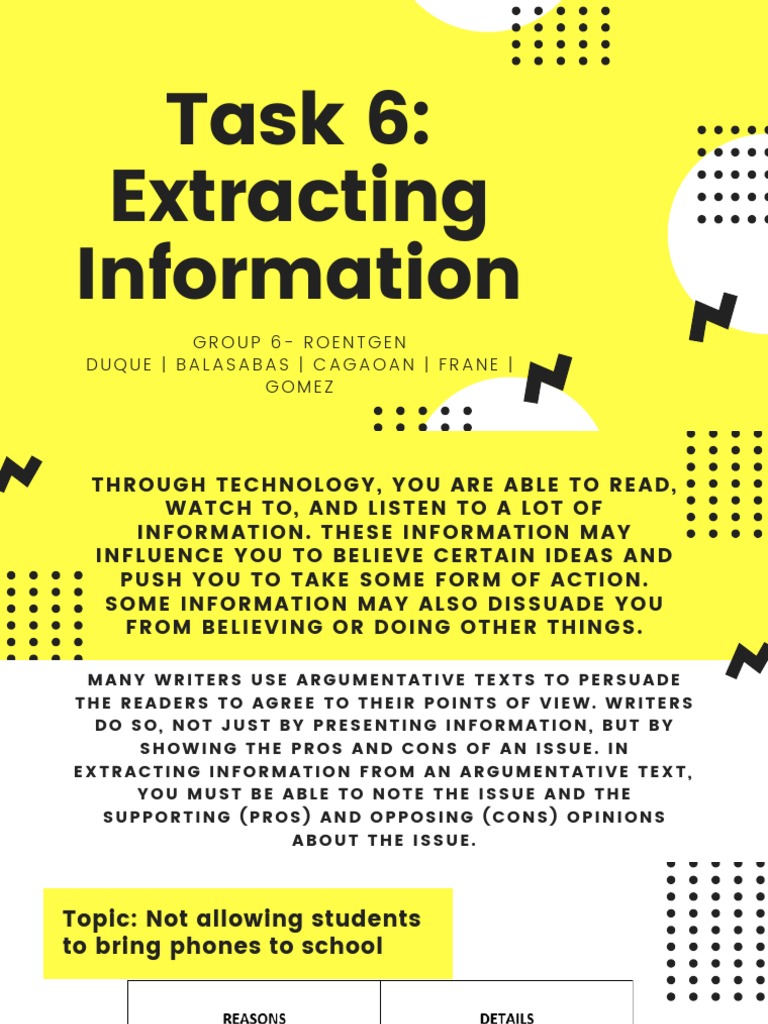 Task 6 - Extracting Information | PDF