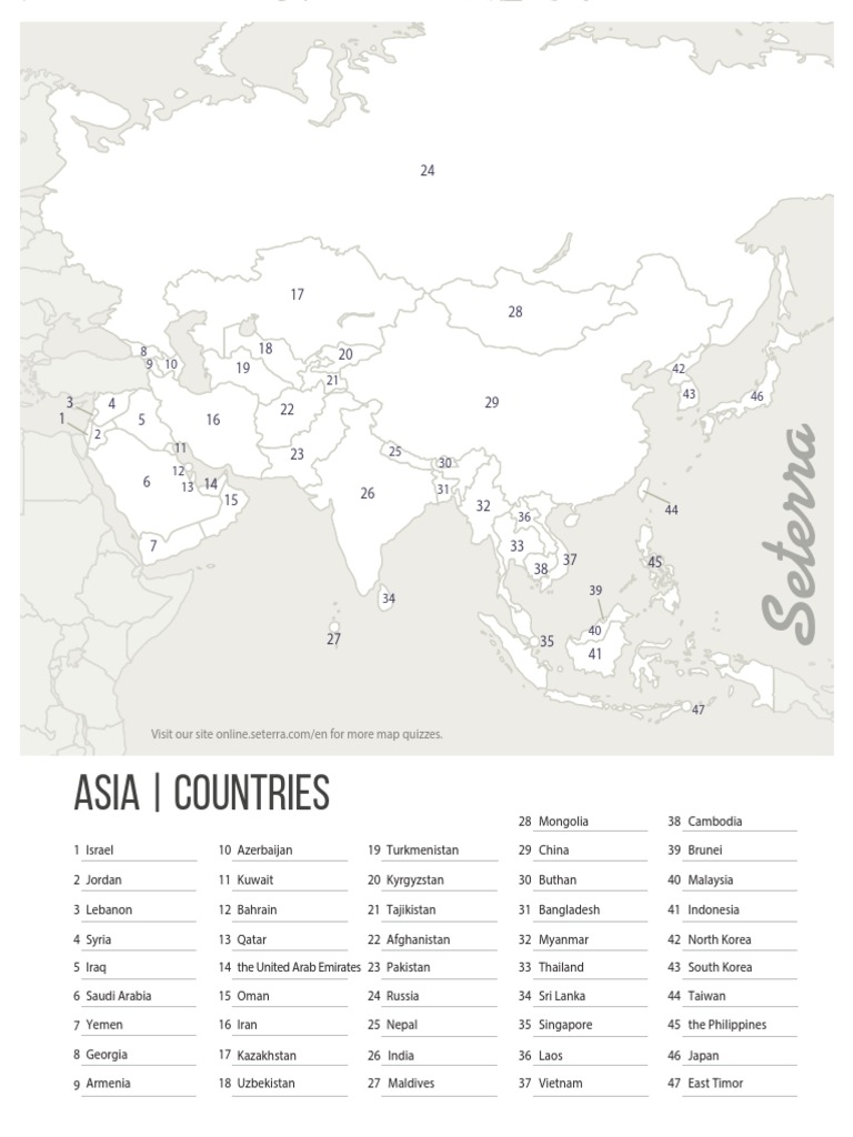 Asia Countries Map Answer Key | PDF