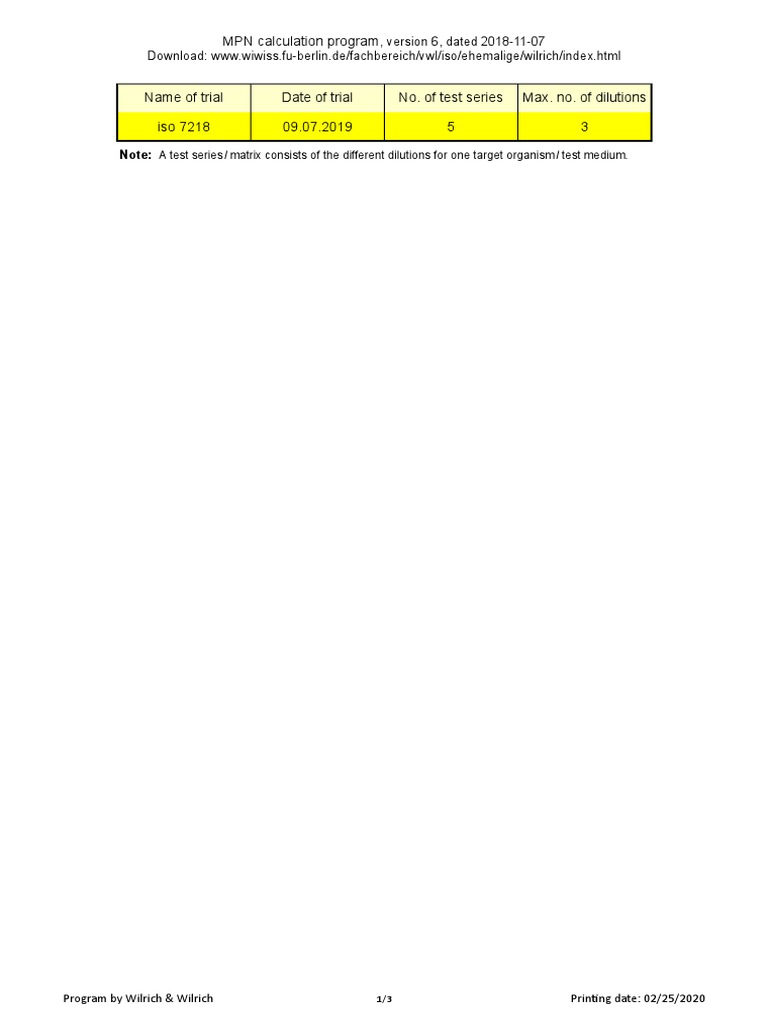 MPN Calculation Program Overview | PDF