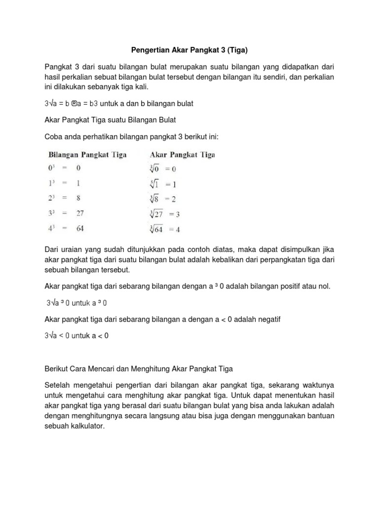 Pengertian Akar Pangkat 3 | PDF