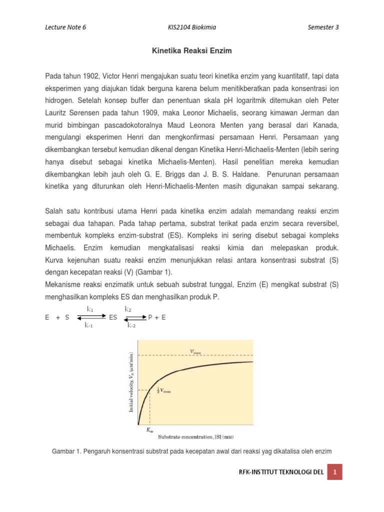 Kinetika Reaksi Enzim | PDF