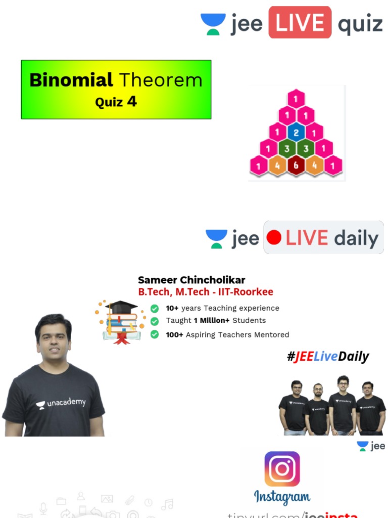 Quiz 4 - Binomial Theorem PDF | PDF