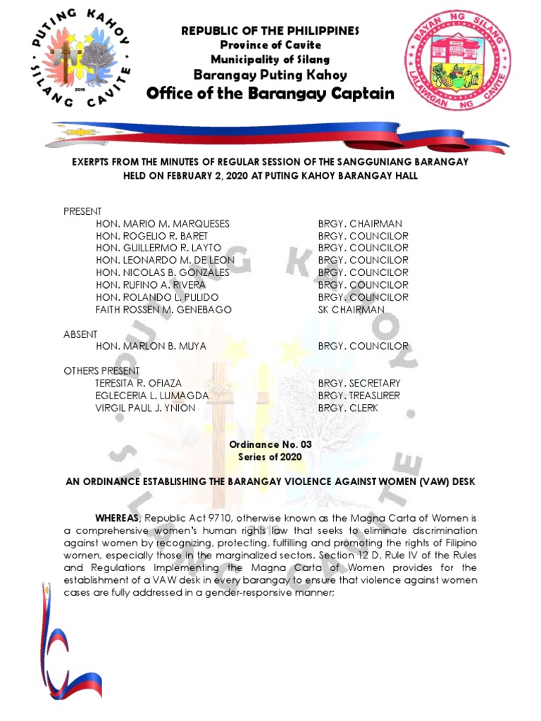 Barangay Ordinance No. 03 | PDF