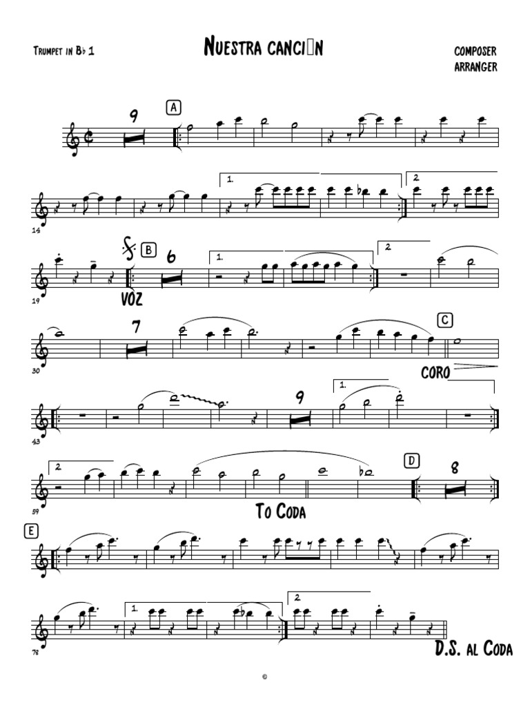 Nuestra Cancion - Trumpet in BB 1 | PDF