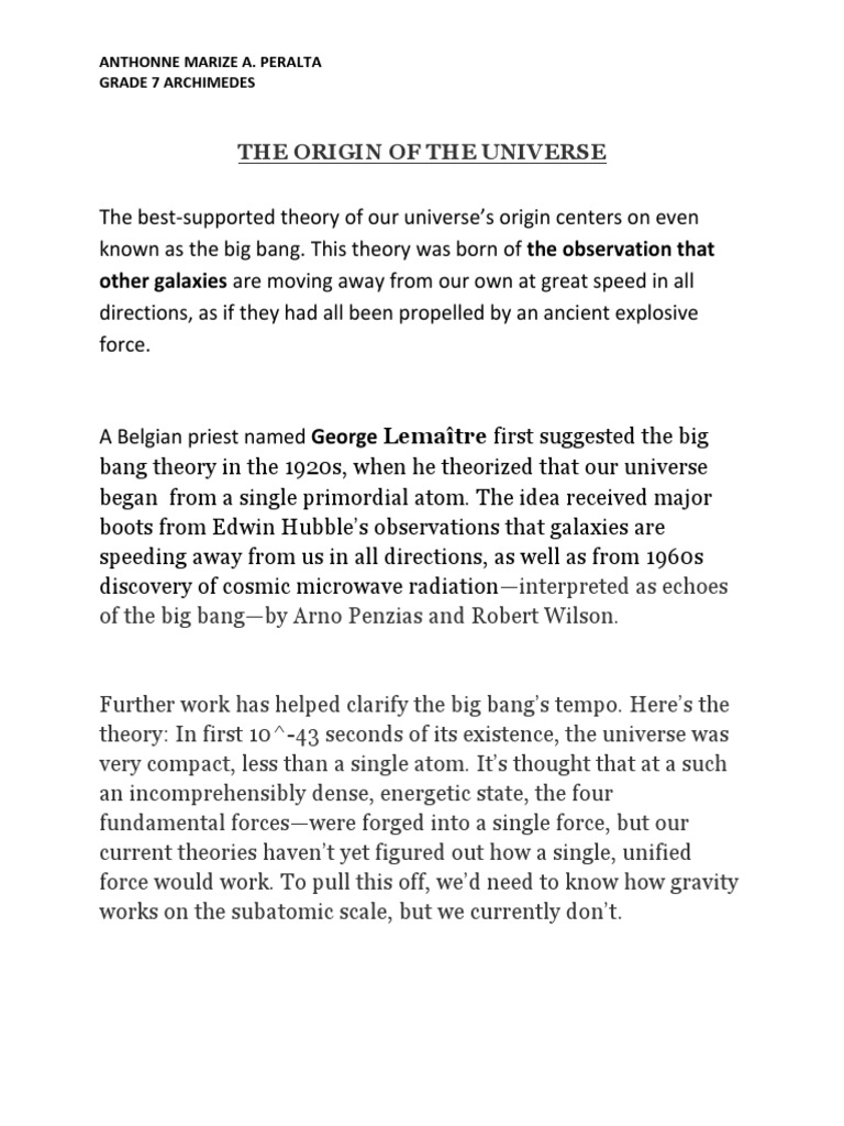 The Origin of The Universe | PDF | Young Adult