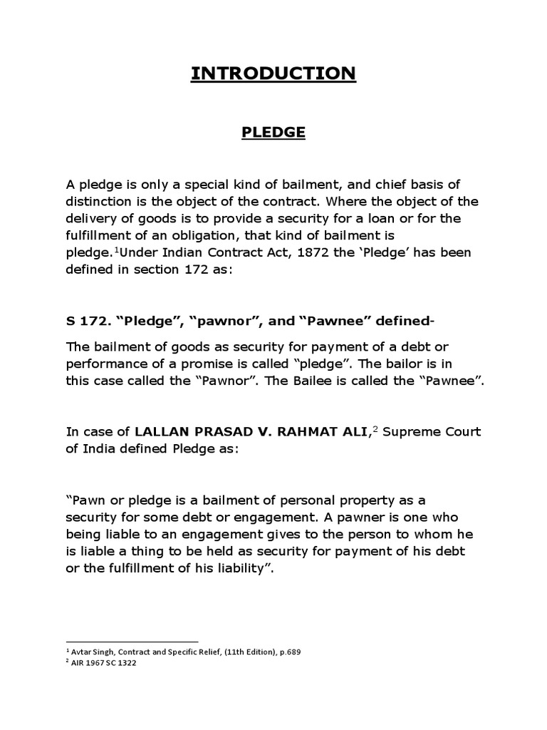 Law of Contract - Pledge ASSIGNTMENT | PDF