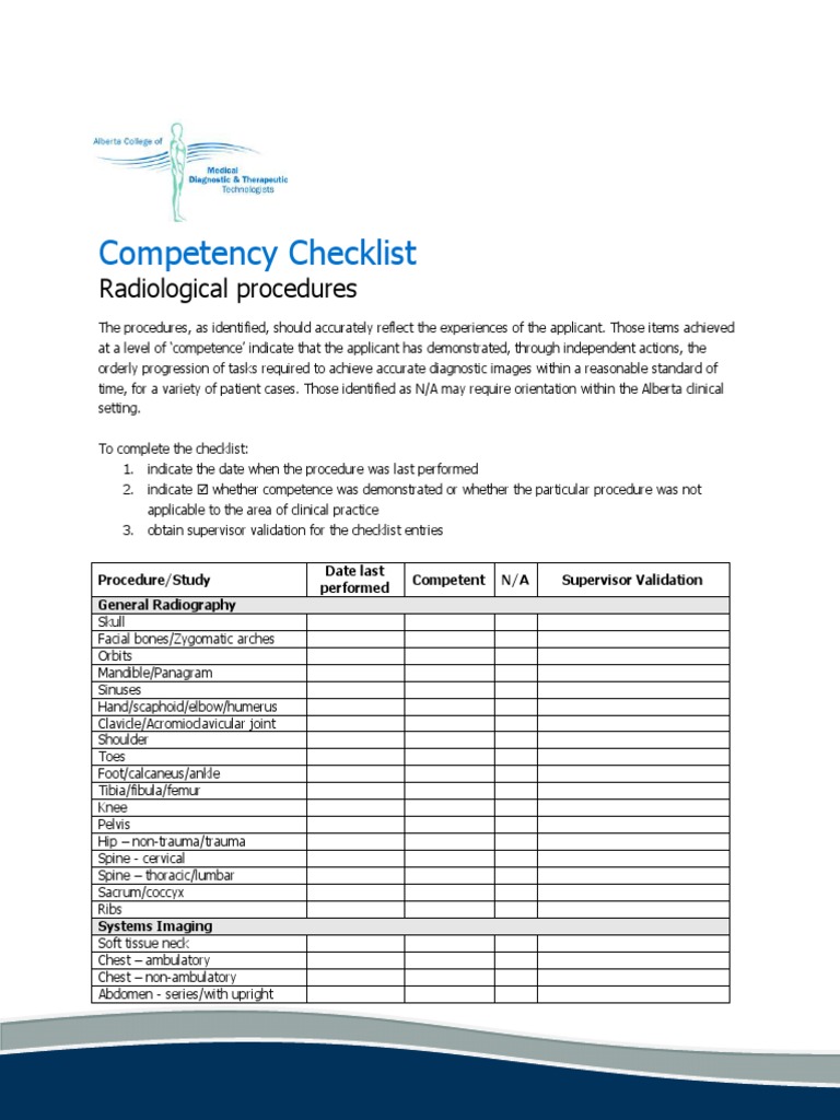 Alberta Competency-Checklist-Radiological | PDF