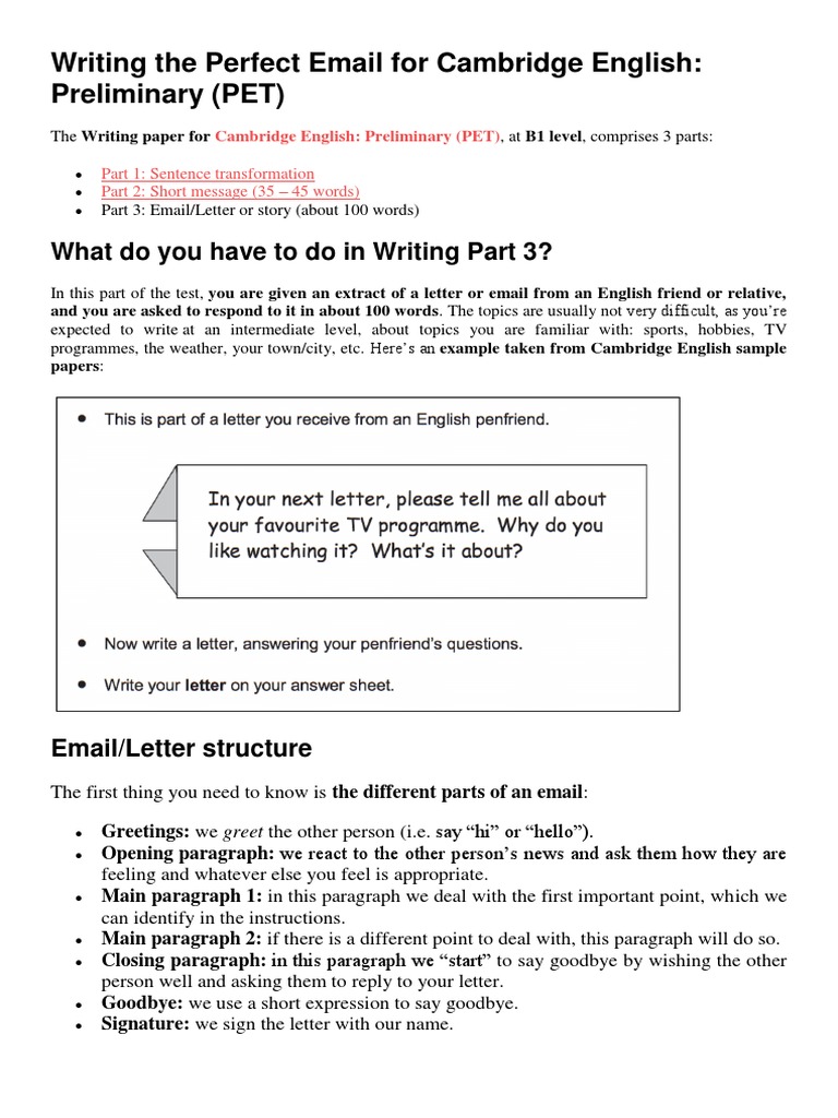 Writing PET Letter-Article-Story | PDF