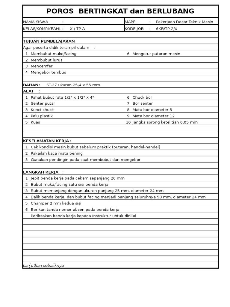 FORM JOBSHEET - Sem 2A | PDF