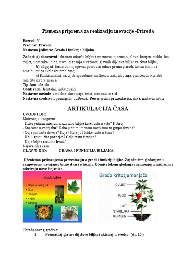 Građa I Funkcija Biljaka | PDF