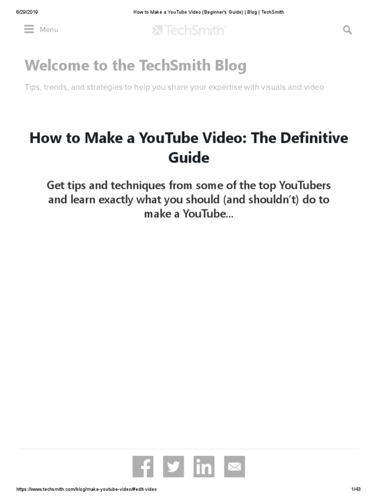 How To Make A YouTube Video (Beginner's Guide) - Blog - TechSmith | PDF