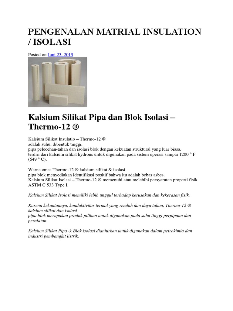Pengenalan Matrial Insulation | PDF