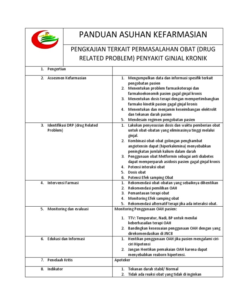 Panduan Asuhan Kefarmasian Penyakit Ginjal Kronik | PDF