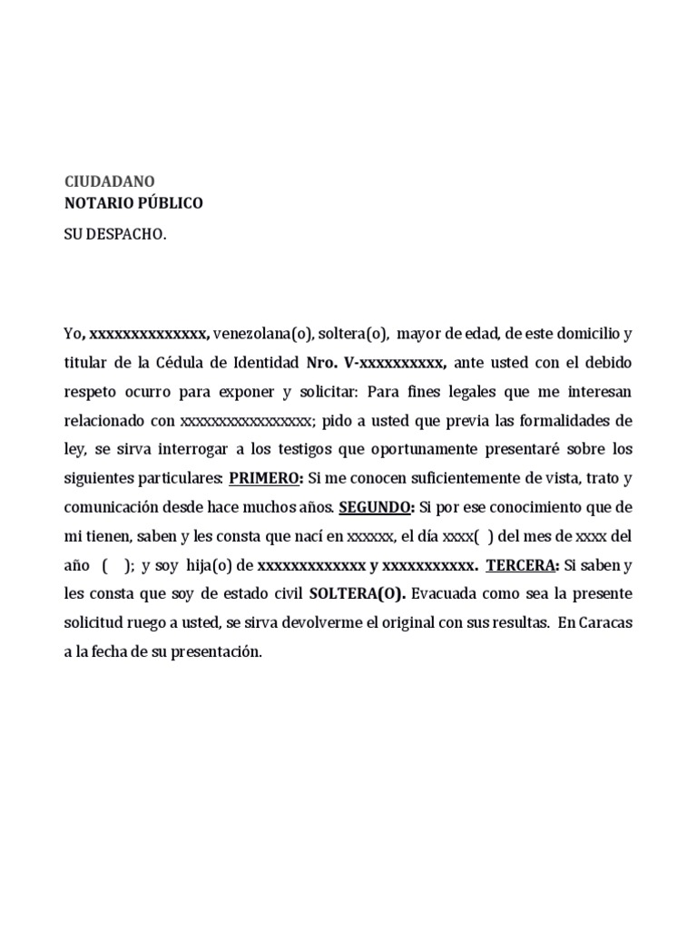 Carta de Solteria Simple | PDF