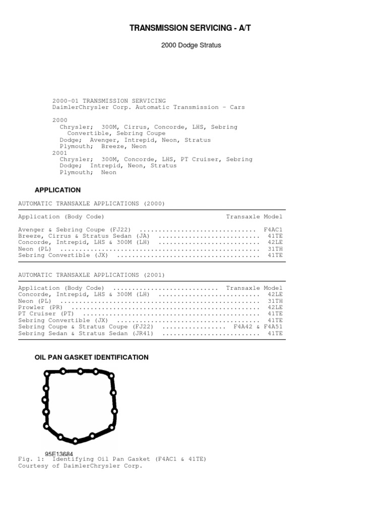 Automatic Trans F4A42 Specs & Servicing PDF | PDF