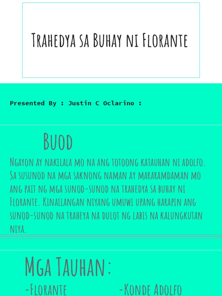 Trahedya Sa Buhay Ni Florante | PDF Trahedya Sa Buhay Ni Florante | PDF
