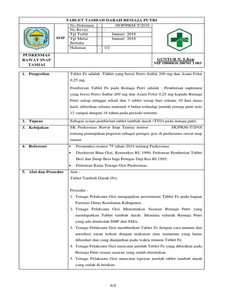 TABLET TAMBAH DARAH REMAJA PUTRI. Fix | PDF