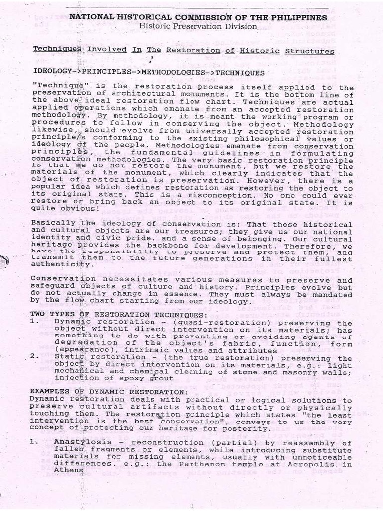 Techniques Involved in The Restoration of Historic Structures PDF | PDF