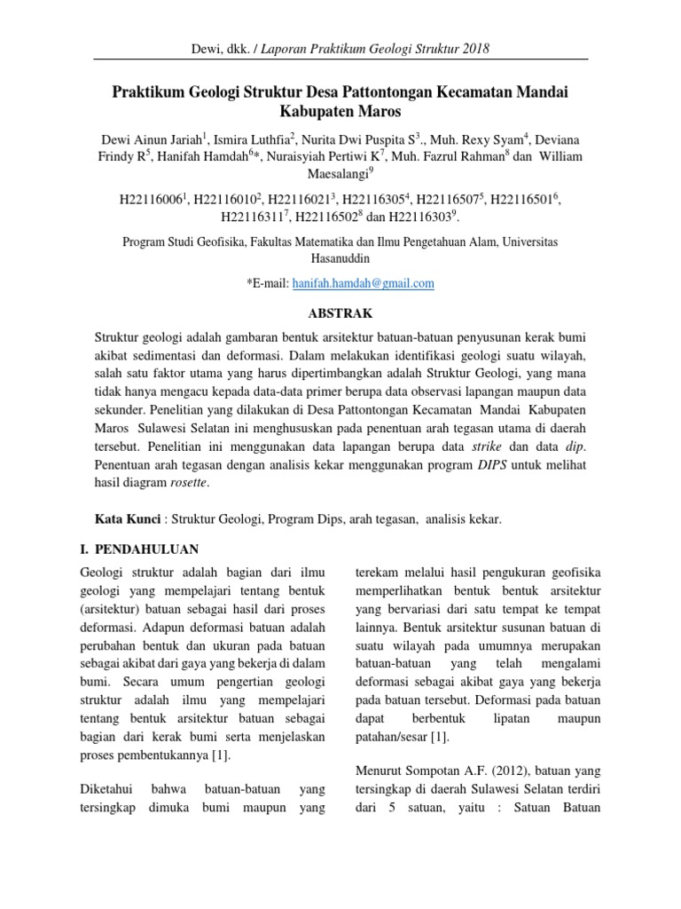LAPORAN PRAKTIKUM GEOLOGI STRUKTUR (Fix) KLPK 3 | PDF | Sains & Matematika