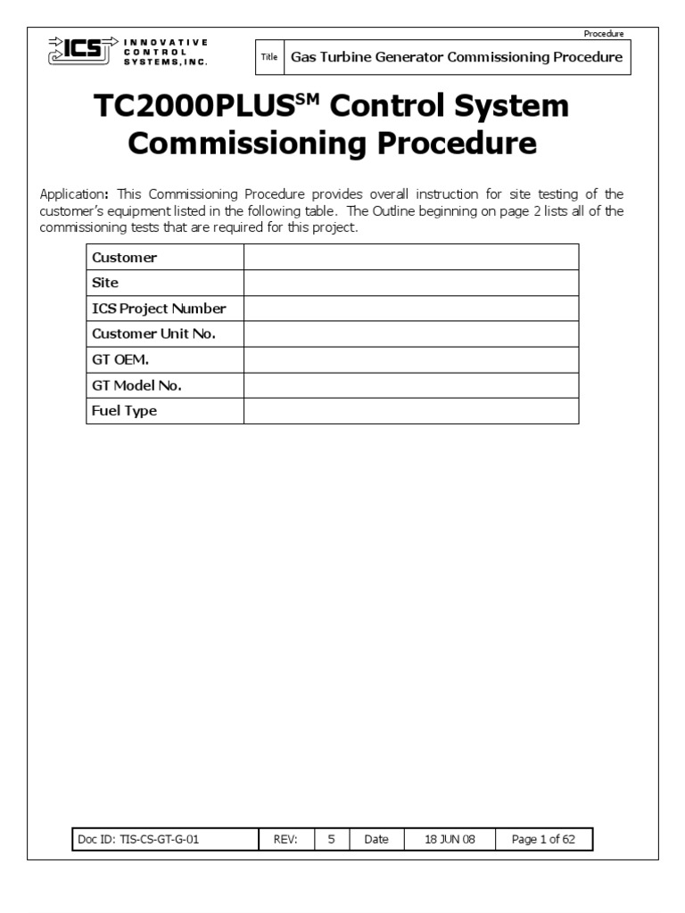 001 Gas Turbine Generator Commissioning Procedure | PDF | Programmable ...