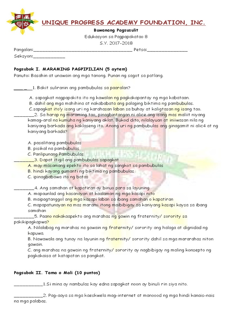 4th GRADING ESP8 | PDF