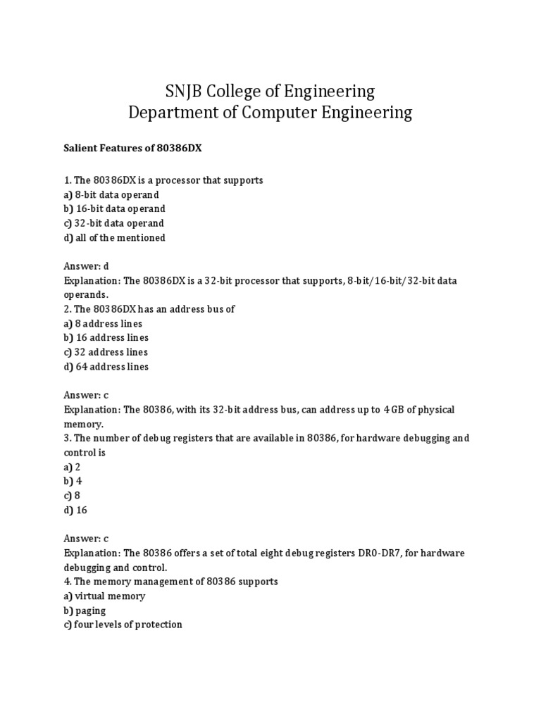 80386DX Processor Features | PDF