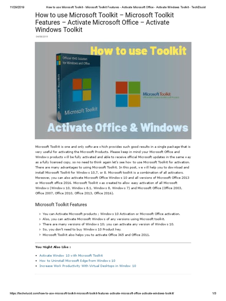 How To Use Microsoft Toolkit - Microsoft Toolkit Features - Activate ...