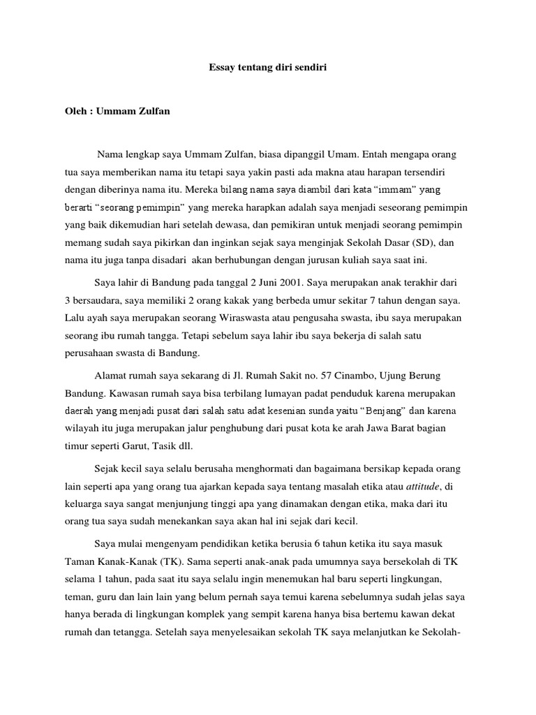 Essay Tentang Diri Sendiri | PDF